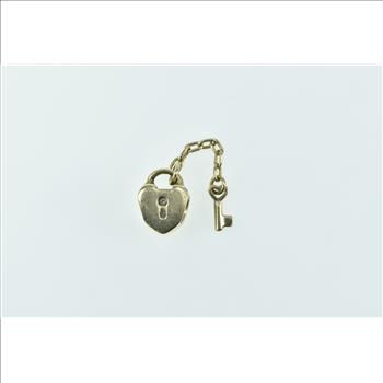 14K Pandora Heart Padlock Key Designer Yellow Gold Charm/Pendant ...