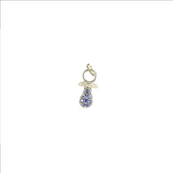 14K Pave Diamond Sapphire Pacifier Binky Baby White Gold Charm/Pendant ...