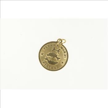 14K Pisces Astrology Fish Star Sign Zodiac Symbol Yellow Gold Charm ...