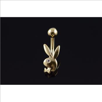 14K Play Boy Bunny Rabbit Belly Button Ring Piercing Yellow Gold ...