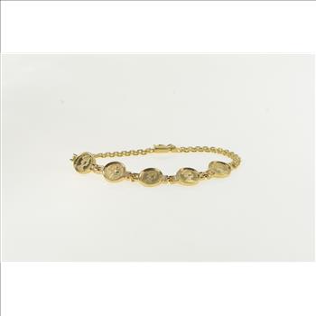 14K Queen Elizabeth 1988 Tribute Coin Chain Yellow Gold Bracelet 7.25 ...