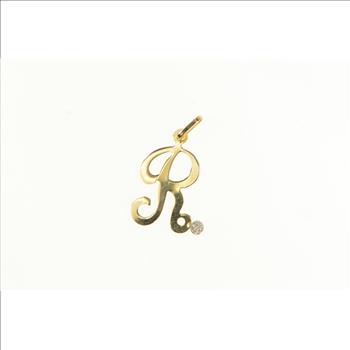 14K R Cursive Monogram Name Initial Letter Yellow Gold Charm/Pendant ...