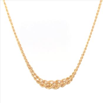 14K Rope Chain Diamond Accent Vintage Graduated Yellow Gold Necklace 16 ...