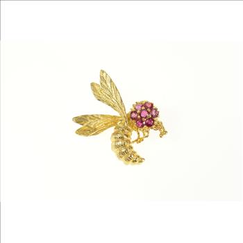 14K Ruby Cluster Wasp Hornet Yellow Jacket Yellow Gold Pin/Brooch ...