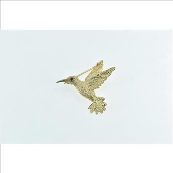 14K Ruby Eyed Hummingbird Ornate Nature Yellow Gold Charm/Pendant ...