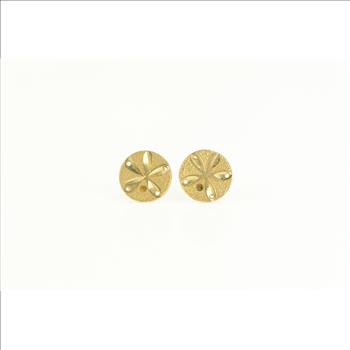 14K Sand Dollar Sea Shell Ocean Good Luck Stud Yellow Gold Earrings ...