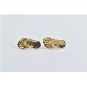 14K Sandal Flip Flop Beach Shoe Ocean Motif Yellow Gold Earrings ...