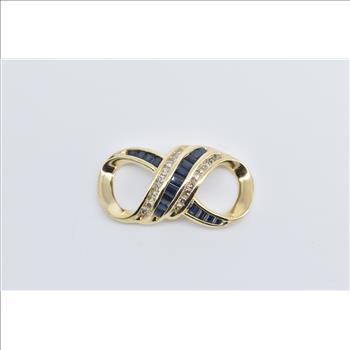 14K Sapphire Diamond Infinity Symbol Slide Yellow Gold Pendant ...