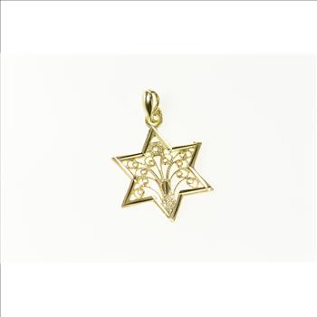 14K Star of David Jewish Faith Filigree Symbol Yellow Gold Charm ...