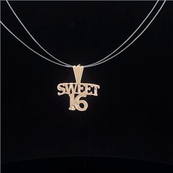 14K Sweet Sixteen 16 Birthday Word Yellow Gold Charm/Pendant | Property ...