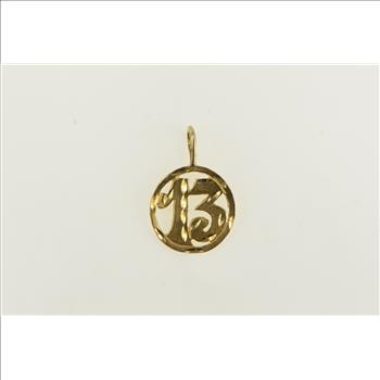 14K Thirteen 13 Lucky Number Good Luck Yellow Gold Charm/Pendant ...