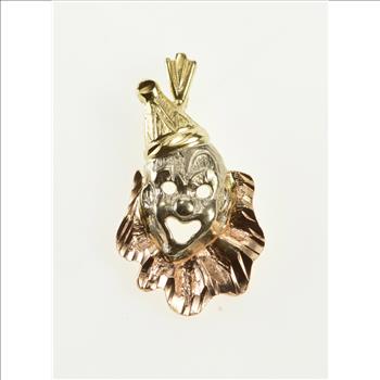 14K Tri Tone Stylized Clown Comedy Circus Motif Rose Gold Charm/Pendant ...