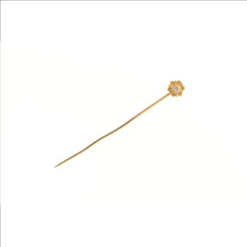 14K Victorian Diamond Classic Antique Scalloped Yellow Gold Stick Pin ...