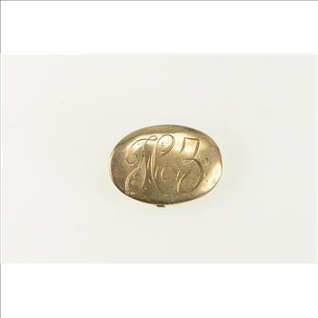 14K Victorian H Z Monogram Engraved Yellow Gold Dress Clip | Property Room