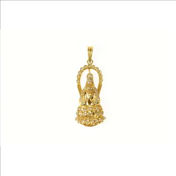 14K Victorian Ornate Diamond Pious Lady Yellow Gold Pendant | Property Room