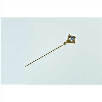 14K Victorian Ornate Moonstone Scroll Design Yellow Gold Stick Pin ...