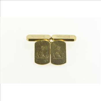 14K Victorian Scottish Armstrong Clan Crest Etched Yellow Gold Cuff ...