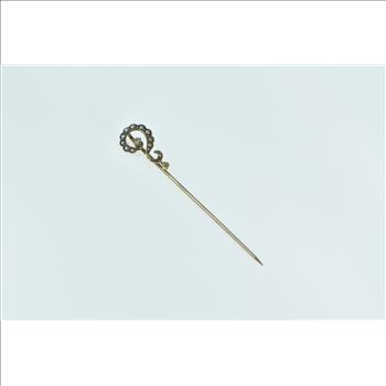 14K Victorian Seed Pearl Question Mark Diamond Yellow Gold Stick Pin ...