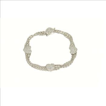 18K 1.40 Ctw Pave Diamond Wheat Palma Chain White Gold Bracelet 7 ...