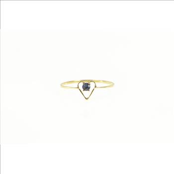 18K 1950's Sapphire Inset Heart Love Symbol Yellow Gold Ring, Size 7 ...