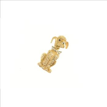 18K 1960's Diamond Bow Tie Dog Pooch Pet Yellow Gold Pin/Brooch ...