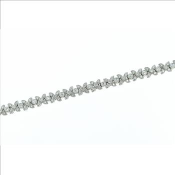 18K 3.80 Ctw Flower Diamond Cluster Chain White Gold Necklace 17.5 ...