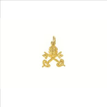 18K 3D Keys Crown Papal Vatican Insignia Yellow Gold Charm/Pendant ...