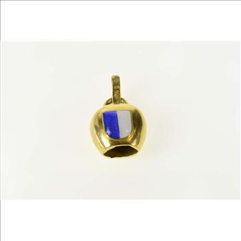 18K Blue White Enamel Capri Bell 3D Articulated Yellow Gold Charm ...