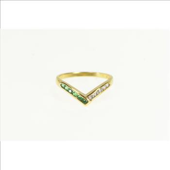 18K Chevron Ruby Diamond Vintage Band Yellow Gold Ring, Size 6.25 ...