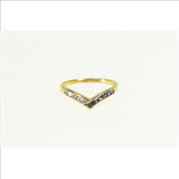 18K Chevron Ruby Diamond Vintage Band Yellow Gold Ring, Size 6.25 ...