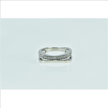 18K Diamond Curved Gemini Stacking Band White Gold Ring, Size 7.75 | Property Room