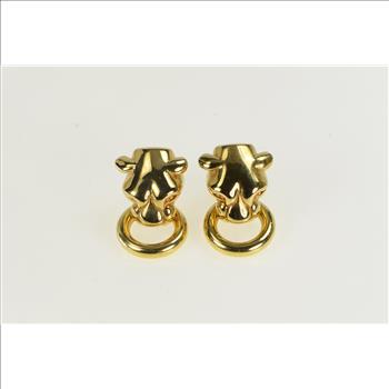 18K Door Knocker Puma Leopard Jaguar Ornate Yellow Gold Earrings ...