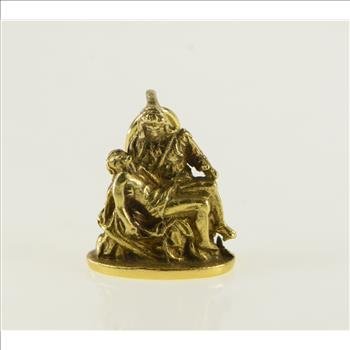 18K La Pieta Michelangelo Vatican Sculpture Yellow Gold Charm/Pendant ...