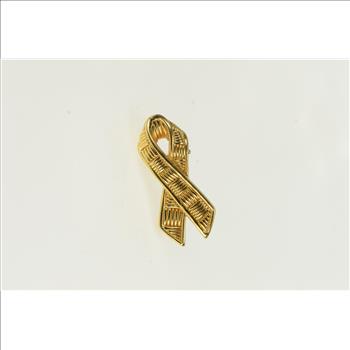 18K Roberto Coin Awareness Ribbon Woven Pattern Yellow Gold Pin/Brooch ...