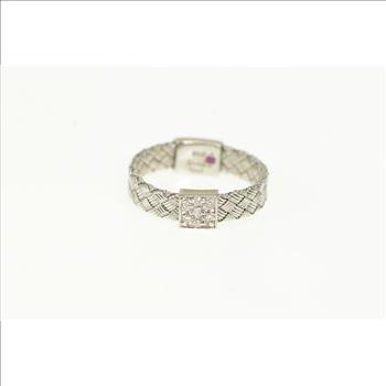 18K Roberto Coin Diamond Primavera Woven White Gold Ring, Size 5.25 ...