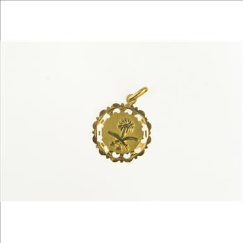 18K Saudi Arabian Crest Palm Tree Sword Yellow Gold Charm/Pendant ...