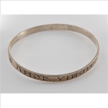 20.2g Solid Silver Latin Inscribed Bangle 2.6'' Sterling Bracelet ...