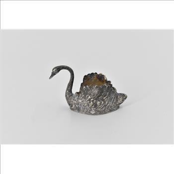 800 Fine Silver Antique German Swan Regal Bird Salt Cellar | Property Room