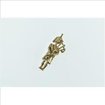 9K 3D Bag Pipe Piper Scottish Scotsman Yellow Gold Charm/Pendant ...