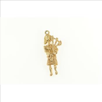 9K 3D Scottish Traditional Bag Piper Kilt Yellow Gold Charm/Pendant ...