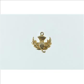 9K 3D Thistle Vintage Perseverance Symbol Yellow Gold Charm/Pendant ...