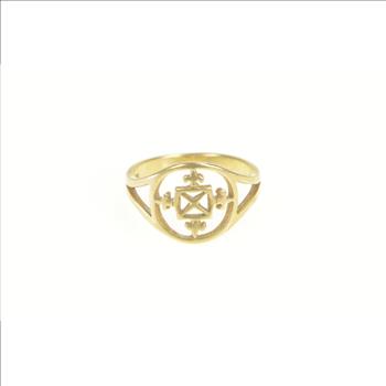 9K Ornate Geometric Filigree Vintage Statement Yellow Gold Ring, Size 5 ...