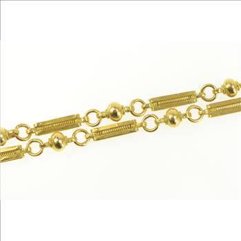 9K Ornate Squared Bar Ball Link Opera Chain Yellow Gold Necklace 30 ...