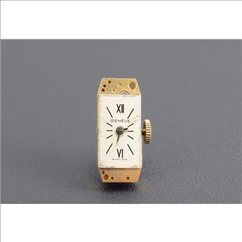 Geneve Gold Plated Black Roman Numeral Rectangular 31.5x9mm Face ...