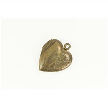 Gold Filled Art Deco Pinstripe Heart Photo Picture Locket Pendant ...