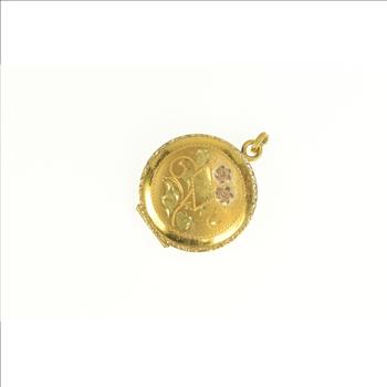 Gold Filled Ornate Floral Engraved Monogram Photo Locket Pendant ...