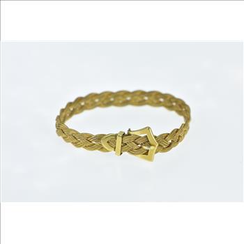 Gold Filled Vintage Woven Braid Mesh Chain Buckle Bracelet 7.5 ...