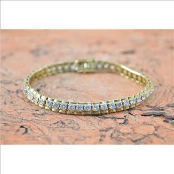Gold Gilt CZ Hinged Link Bracelet Sterling Silver 14g | Property Room