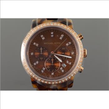 Michael Kors 42mm Acrylic Faux Tortoise Crystal MK5366 Watch - Women's | Property Room