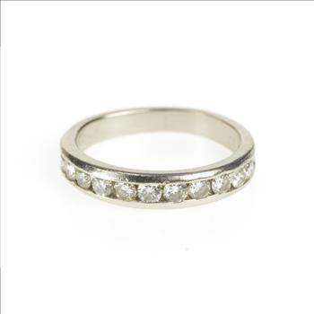 Platinum Channel Inset Classic Diamond Wedding Band Ring, Size 4.5 ...